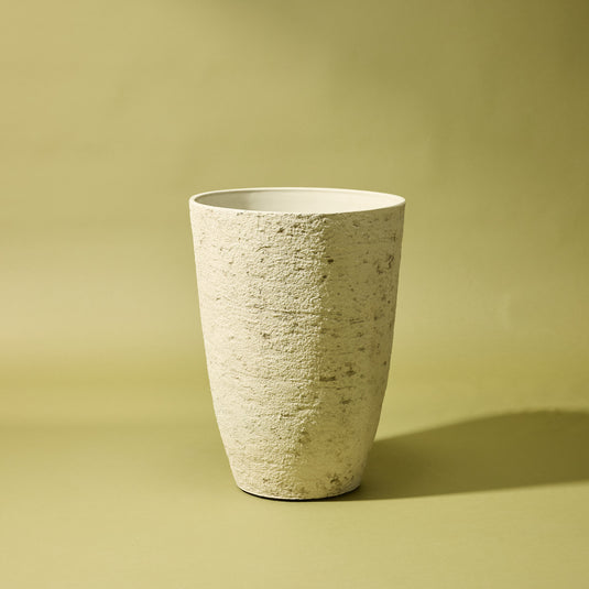 Artificial Rustic Stone Look Tall Planter Pot | Cream - 60cm | Rogue ...